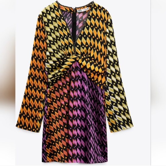 Zara | Dresses | Zara Multi Colored Mini Dresd | Poshmark